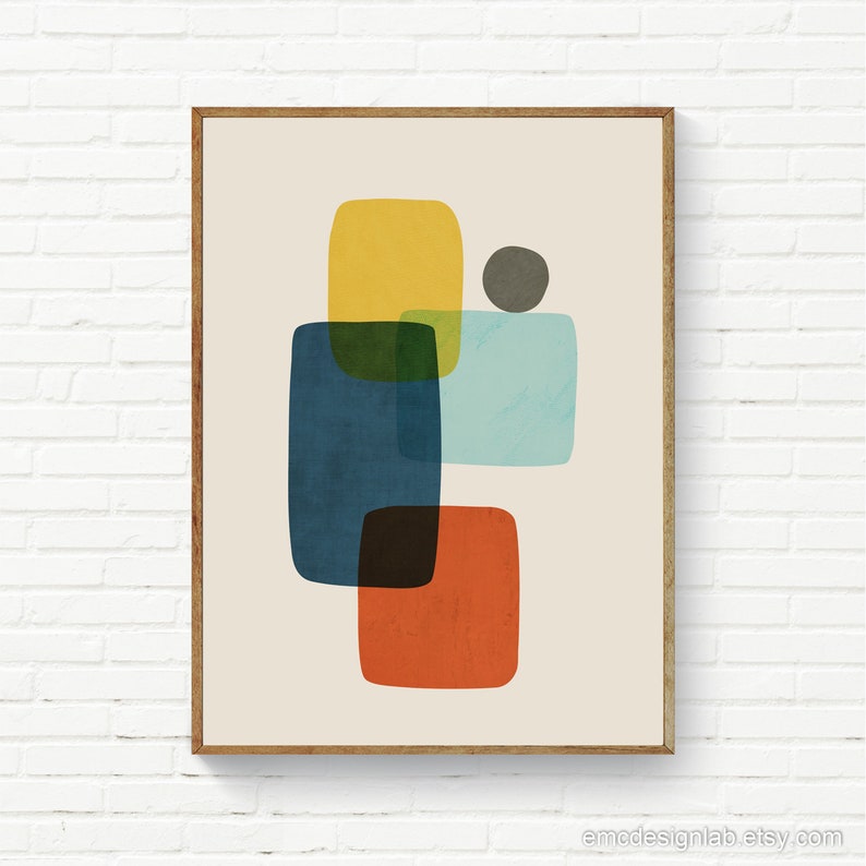 Mid-century Modern Wall Art Abstract MCM Colorful Print - Etsy