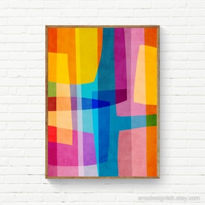 Modern Colorful Bright Abstract Art Print Vibrant Multicolored Wall Art ...