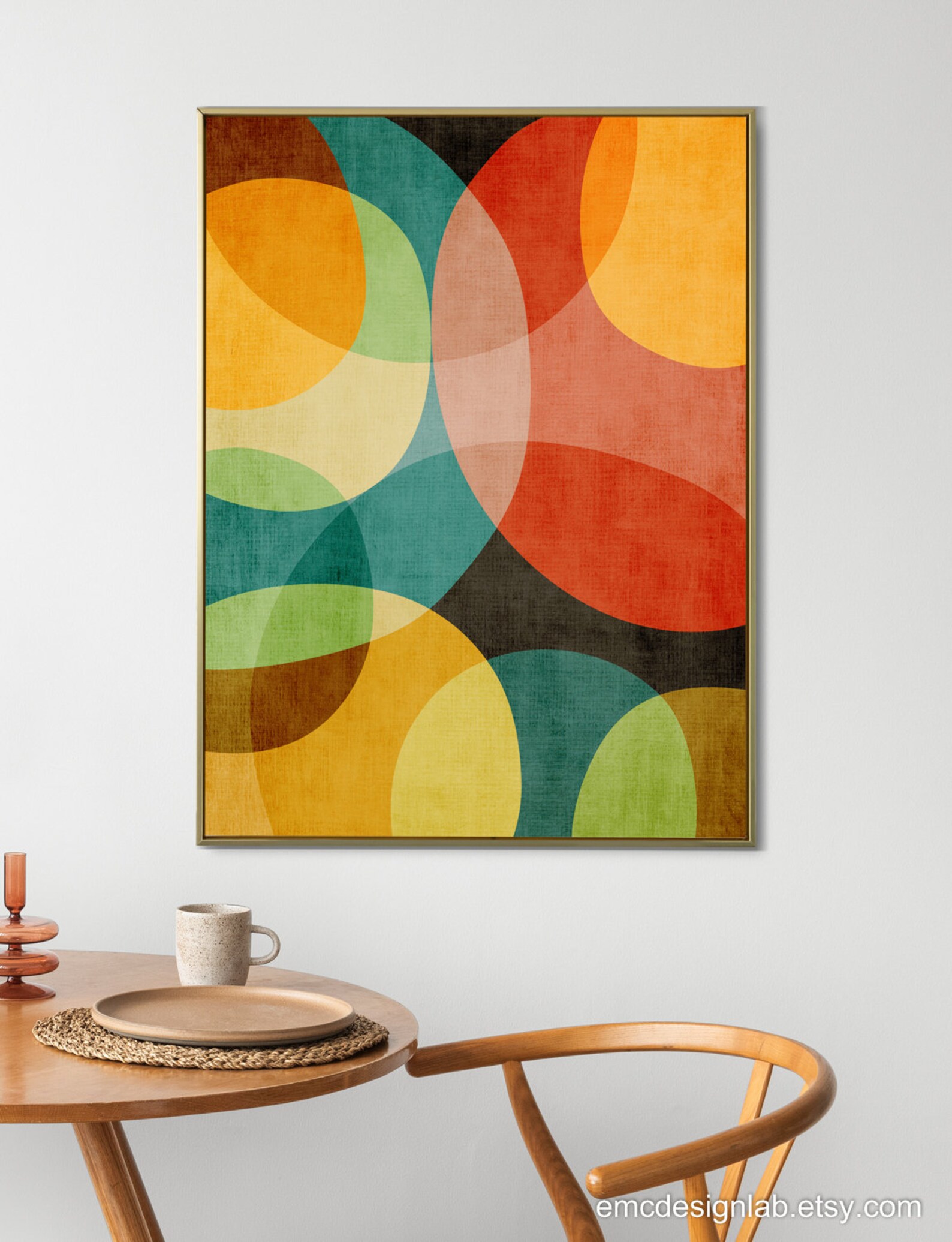 Bold Colorful Original Wall Art, Multicolored Circles Modern Abstract ...