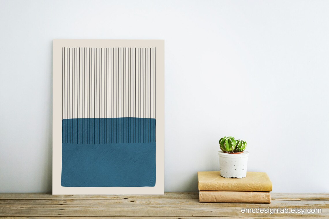 Minimalist Vertical Lines and Blue Color Print Blue Classy - Etsy