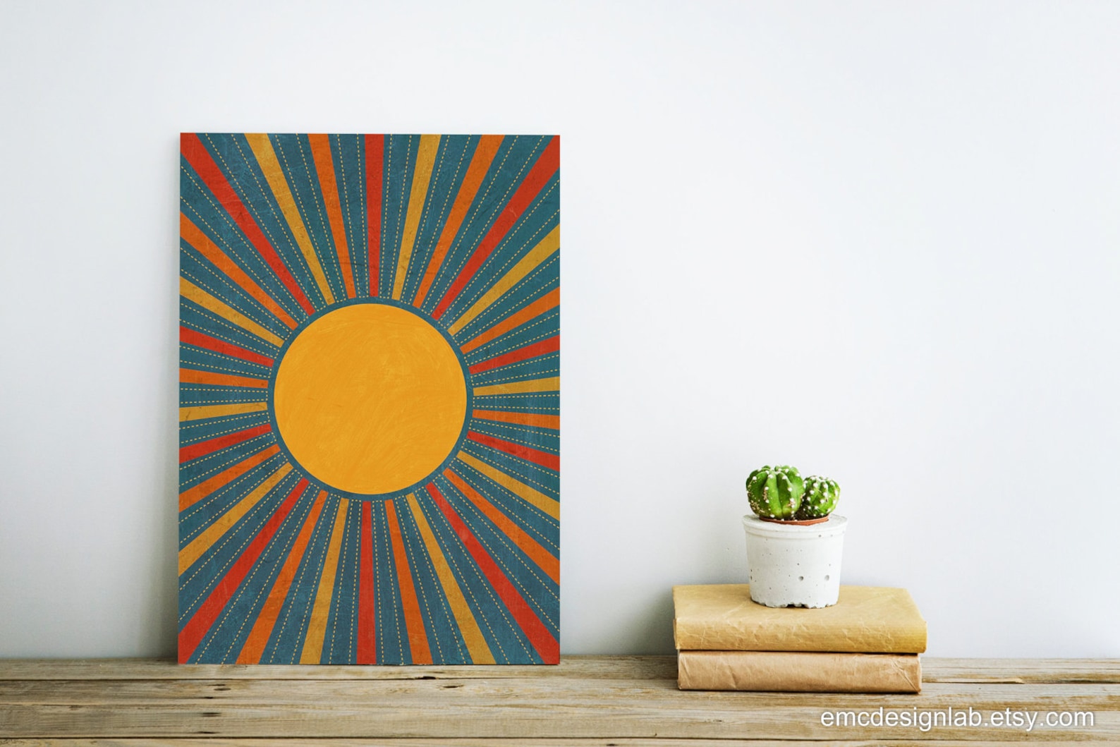 Abstract SunBurst Print Vintage Sunburst Wall Decor Red | Etsy