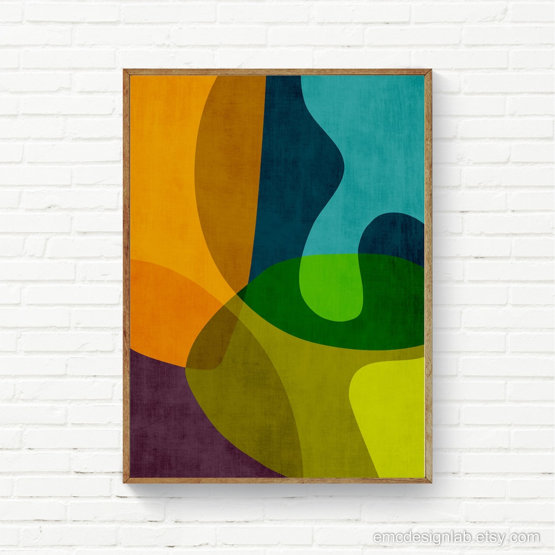Colorful Modern Abstract Art, Abstract Shapes Painting, Office Prints ...