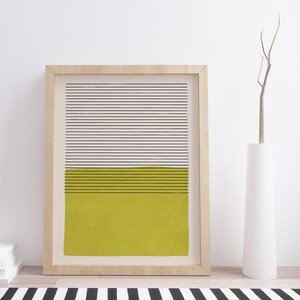 Chartreuse Green Minimal Art Print, Black Lines Color Block Chartreuse ...