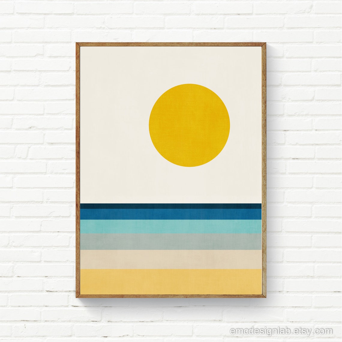 Yellow Sun & Sea Abstract Landscape, Minimalist Print, Minimalism ...