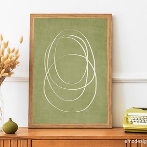 Green White Modern Line Art Minimalist Print / Simple Elegant Green ...