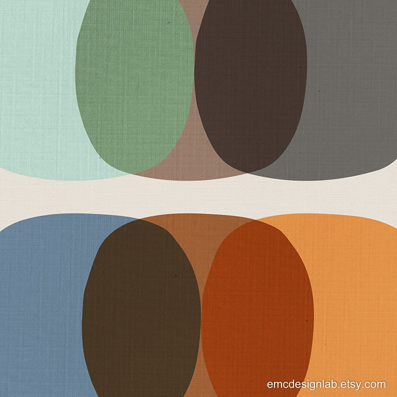 Mid Century Modern Circle Art Colorful Minimalist Wall Art | Etsy