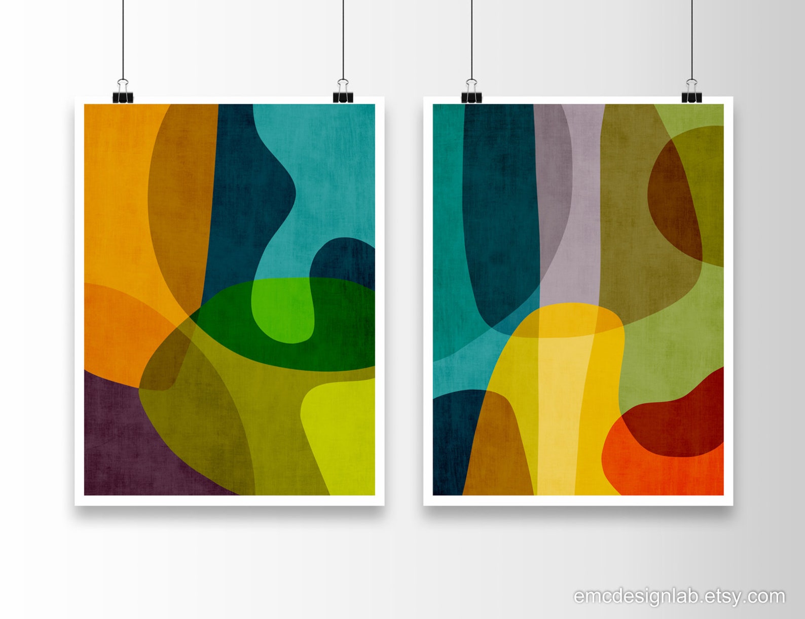 Set of 2 Colorful Abstract Prints Bold Wall Art Set of 2 - Etsy