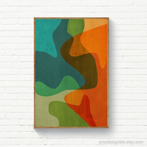 Abstract Colorful Print Mid-century Modern Colorful Wall Art - Etsy