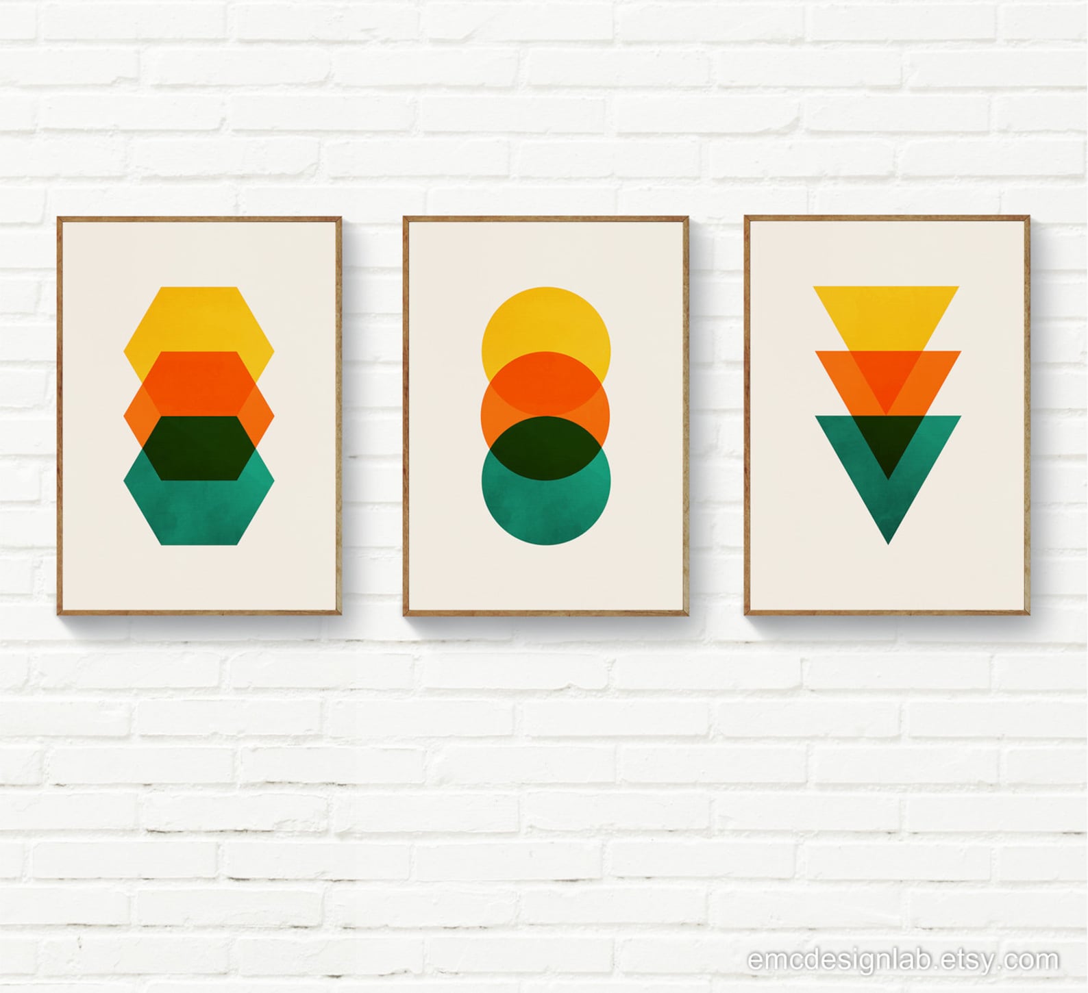 Mid Century Modern Circle Art Scandinavian Circle Art Yellow - Etsy