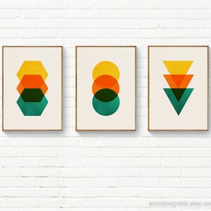 Mid Century Modern Circle Art Scandinavian Circle Art, Yellow Orange ...