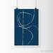 Line Art Navy Blue Print, Abstract Minimalist Wall Art Print, Line Art ...