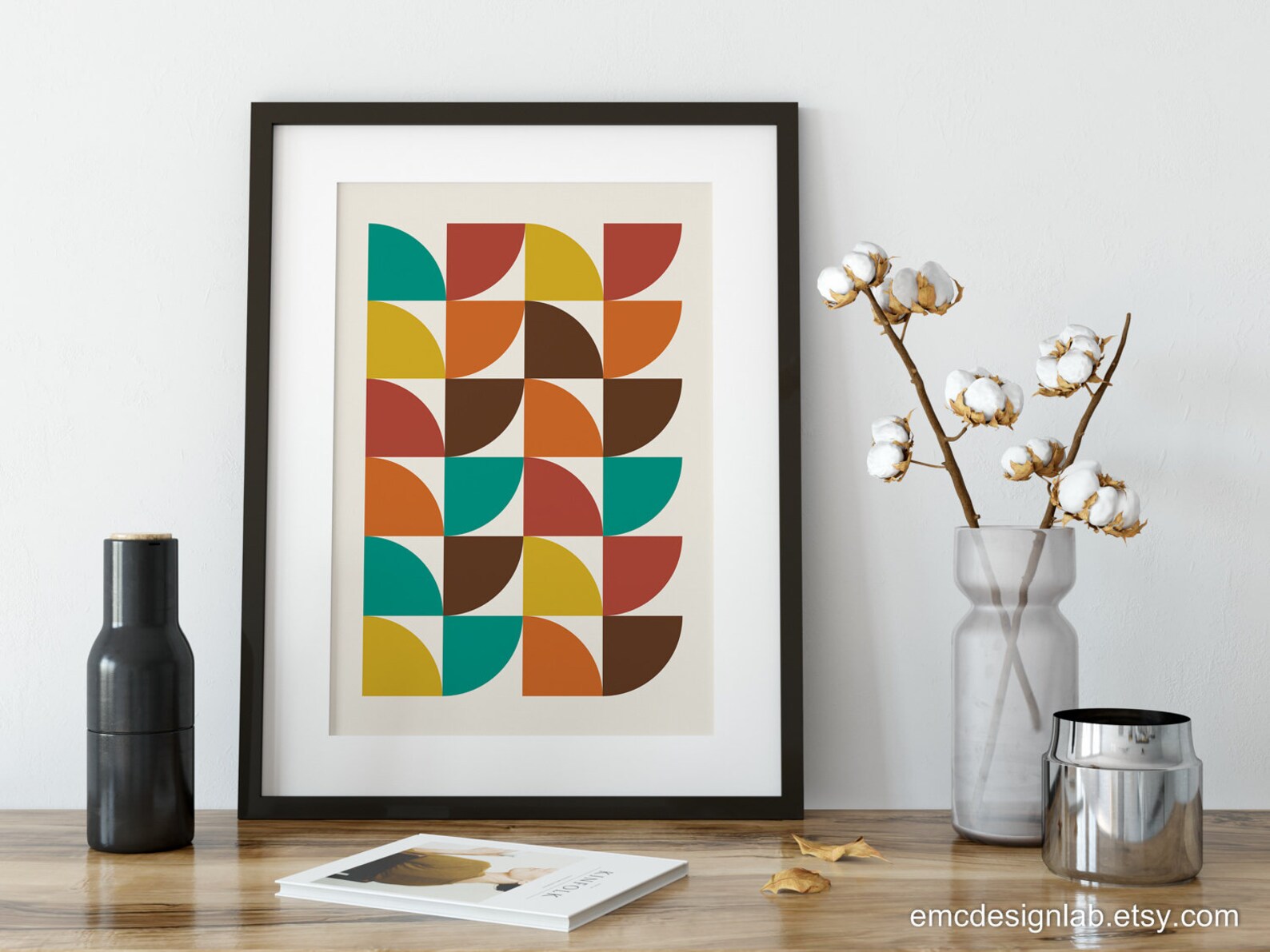 Mid Century Modern Circles Geometric Modern Colorful Artwork | Etsy