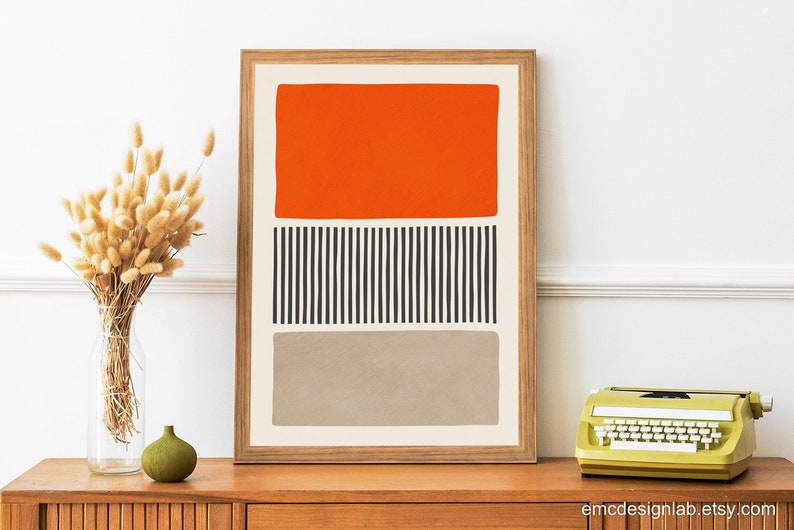 Orange Wall Art, Bold Colors Orange Original Print, Minimalist Living ...