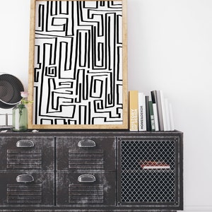 Abstract B&W Line Wall Art, Contemporary Abstract Line Art Print, 24x36 ...