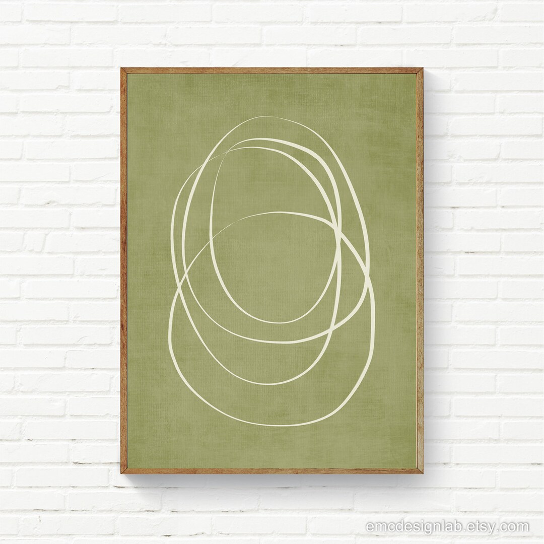 Green White Modern Line Art Minimalist Print / Simple Elegant Green ...