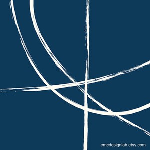 Line Art Navy Blue Print, Abstract Minimalist Wall Art Print, Line Art ...