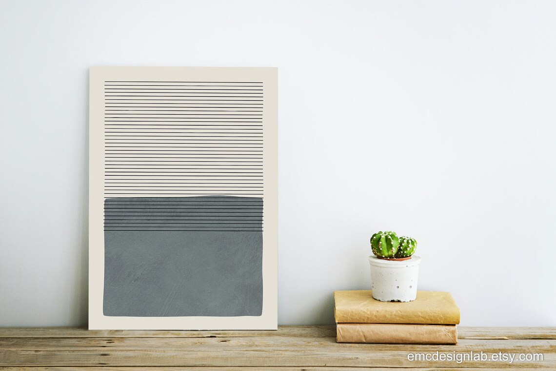 Gray Color Block Wall Art Minimalist Lines Print Gray Wall | Etsy