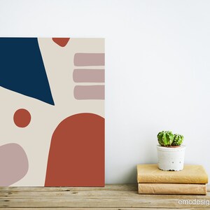 Original Abstract Wall Art MidCentury Geometric Prints Navy | Etsy