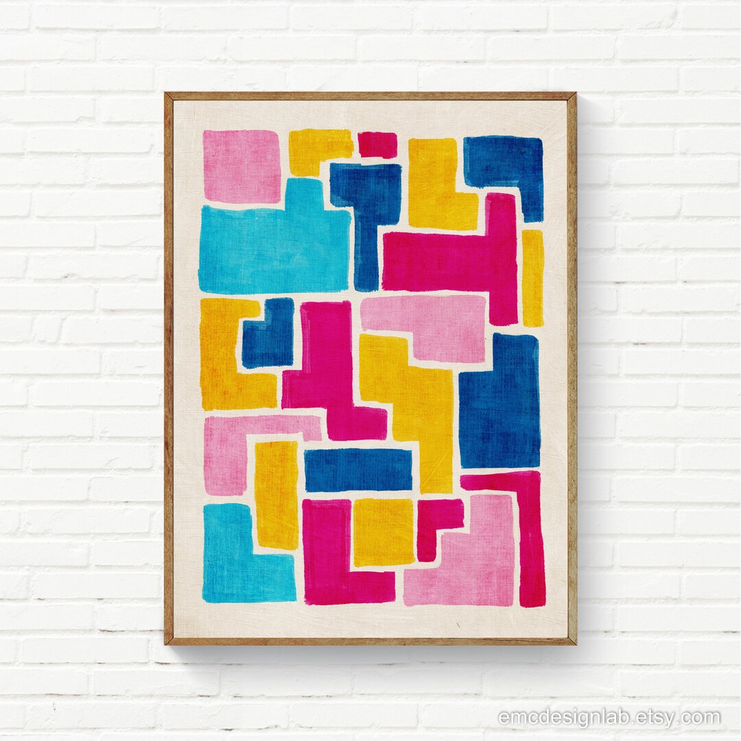 Modern Colorful Print, Bright Wall Art, Nursery Abstract Decor, Vibrant ...