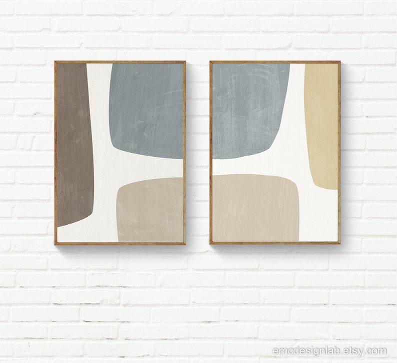 Neutral Wall Art Neutral Color Wall Art Organic Shape Modern | Etsy