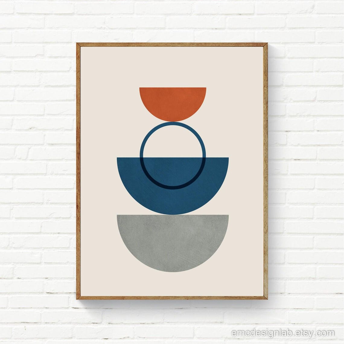 Set of 3 Navy Rust Gray Wall Art Prints, Minimalist Design Set of 3 ...