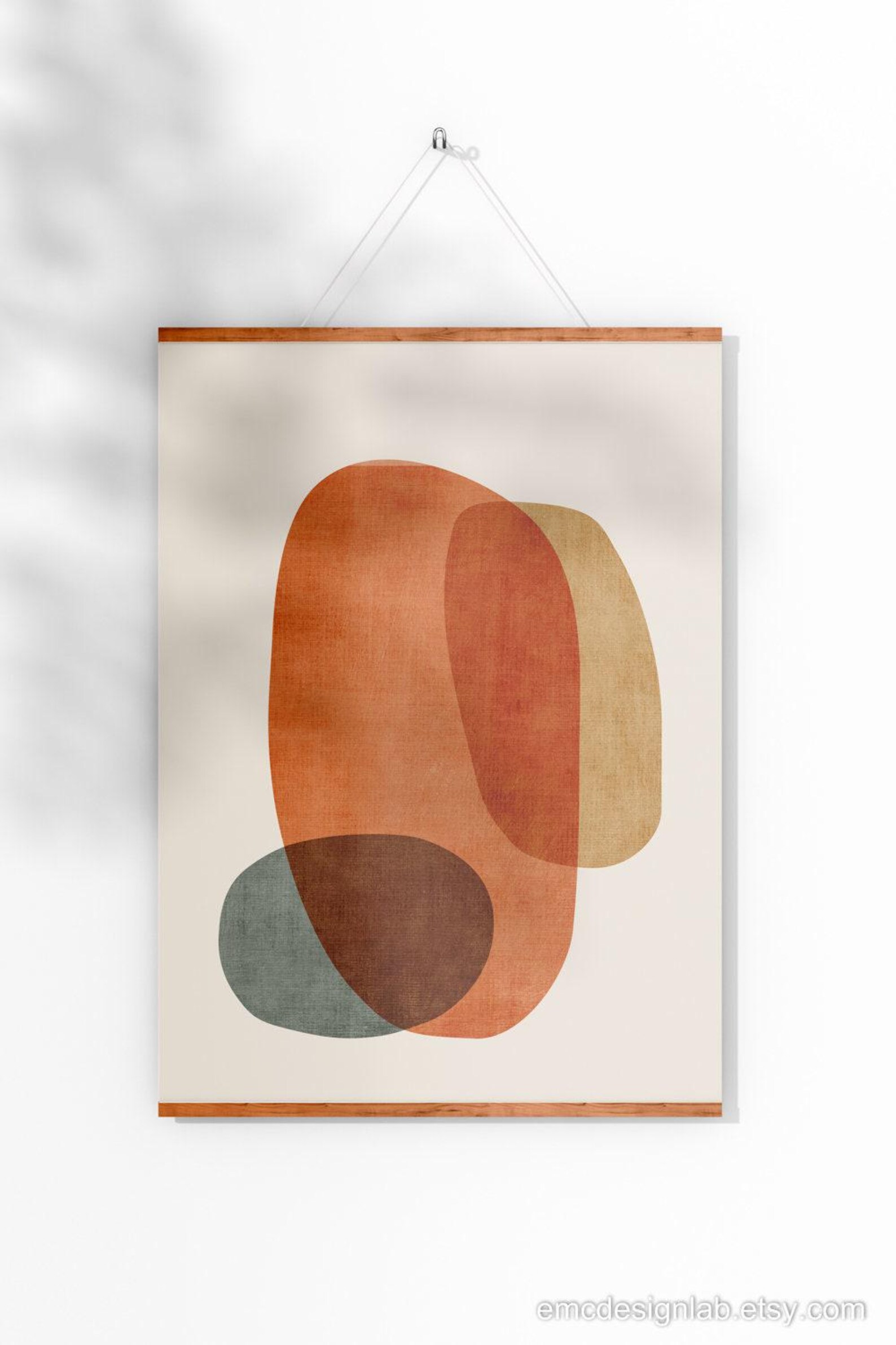 Minimalist Rounded Shapes Abstract Print / Modern MCM Wall Art / Burnt ...