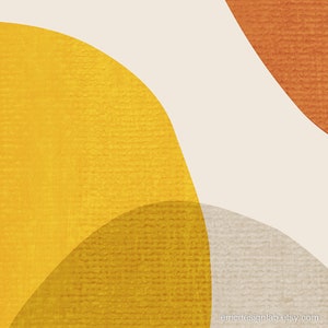 Mustard Beige Circles Wall Art, Yellow Burnt Orange Organic Shapes ...