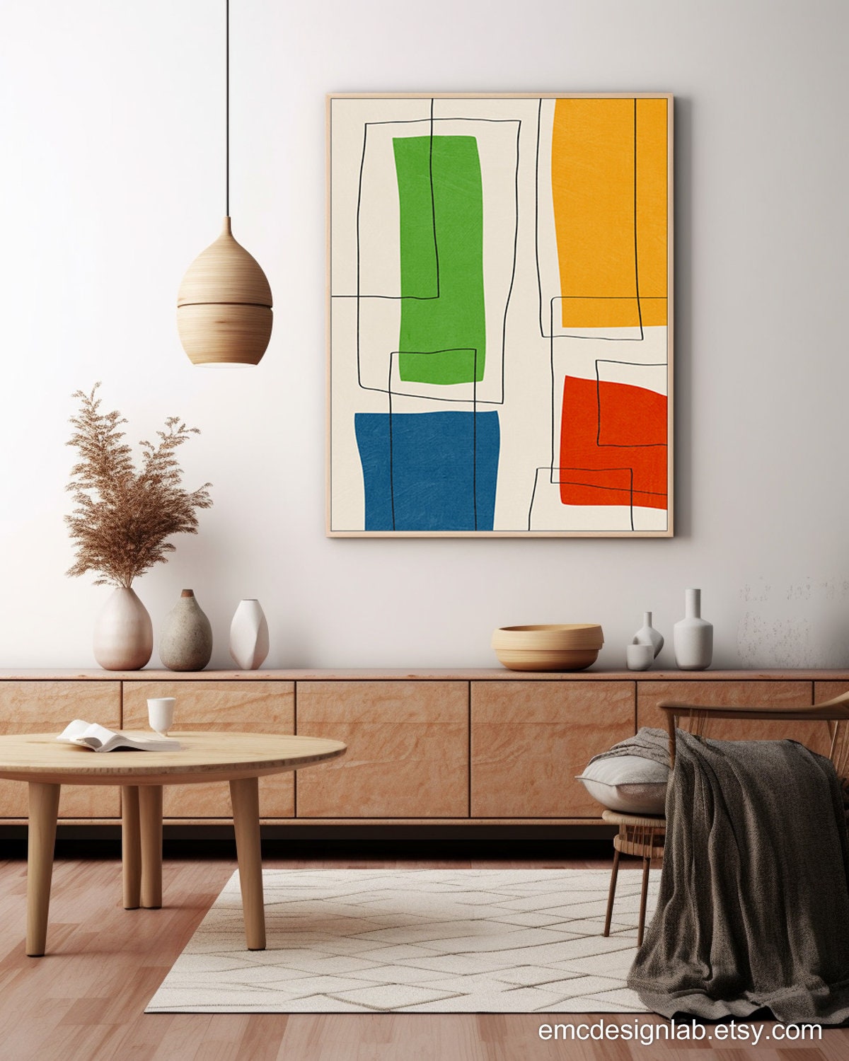 Primary Colors Original Abstract Art Print Red Yellow Blue Green Wall ...