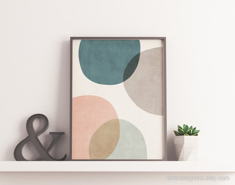 Abstract Circles Wall Art Stylish Bedroom Prints Organic | Etsy