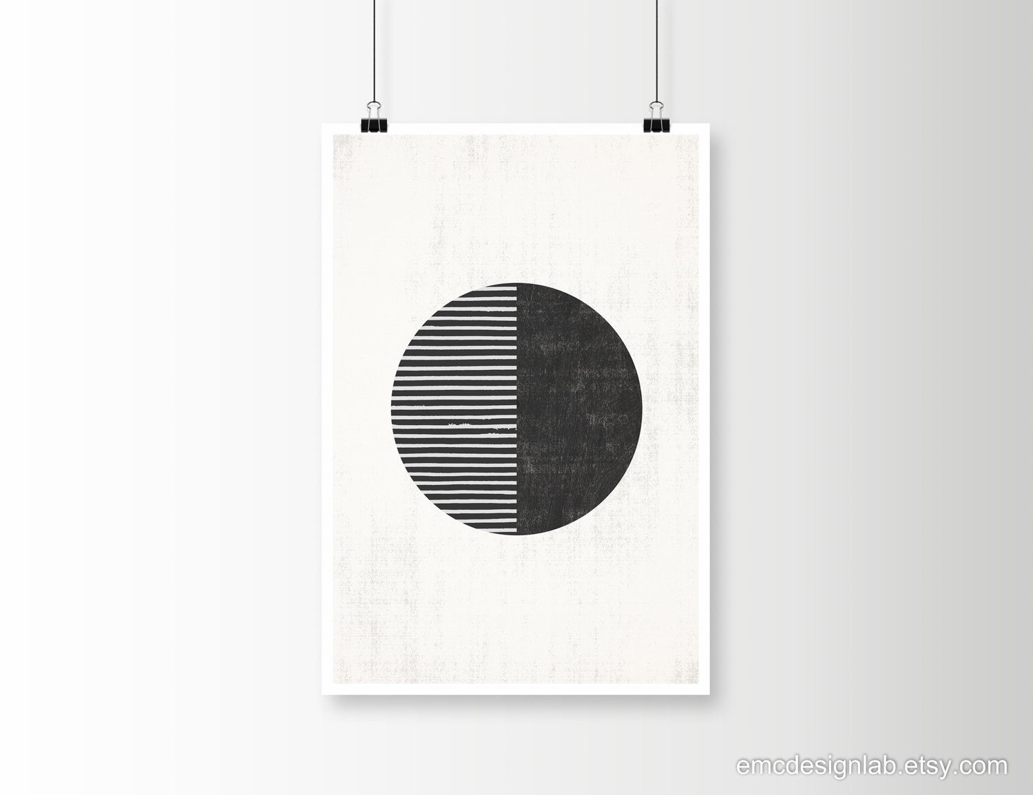 Abstract Minimalist Circle Art Black and White Circle Print | Etsy