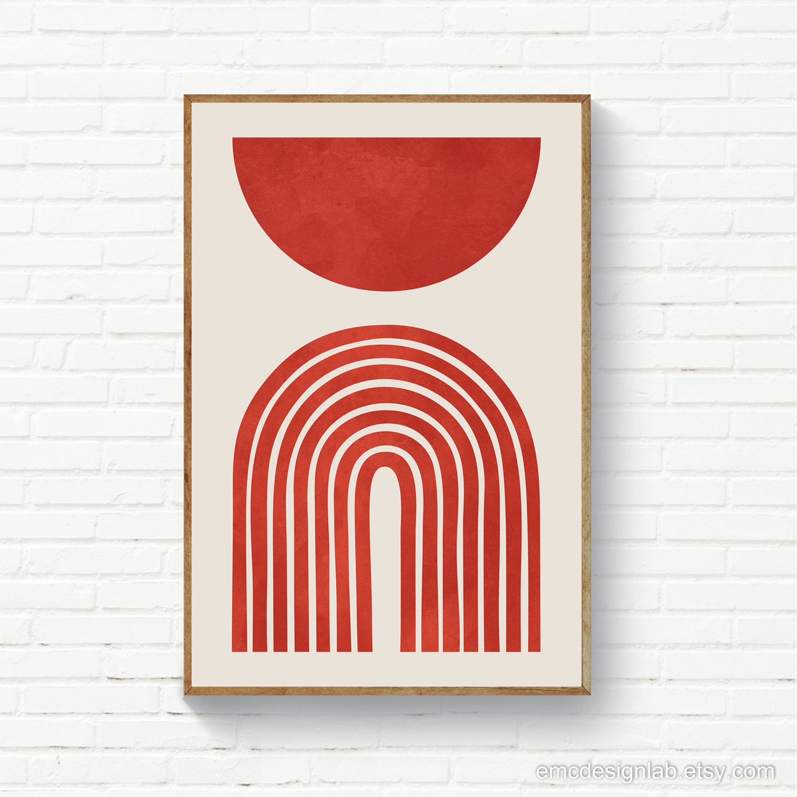 Abstract Modern Print | Red Rainbow Art | Minimalist Boho Print | Red ...