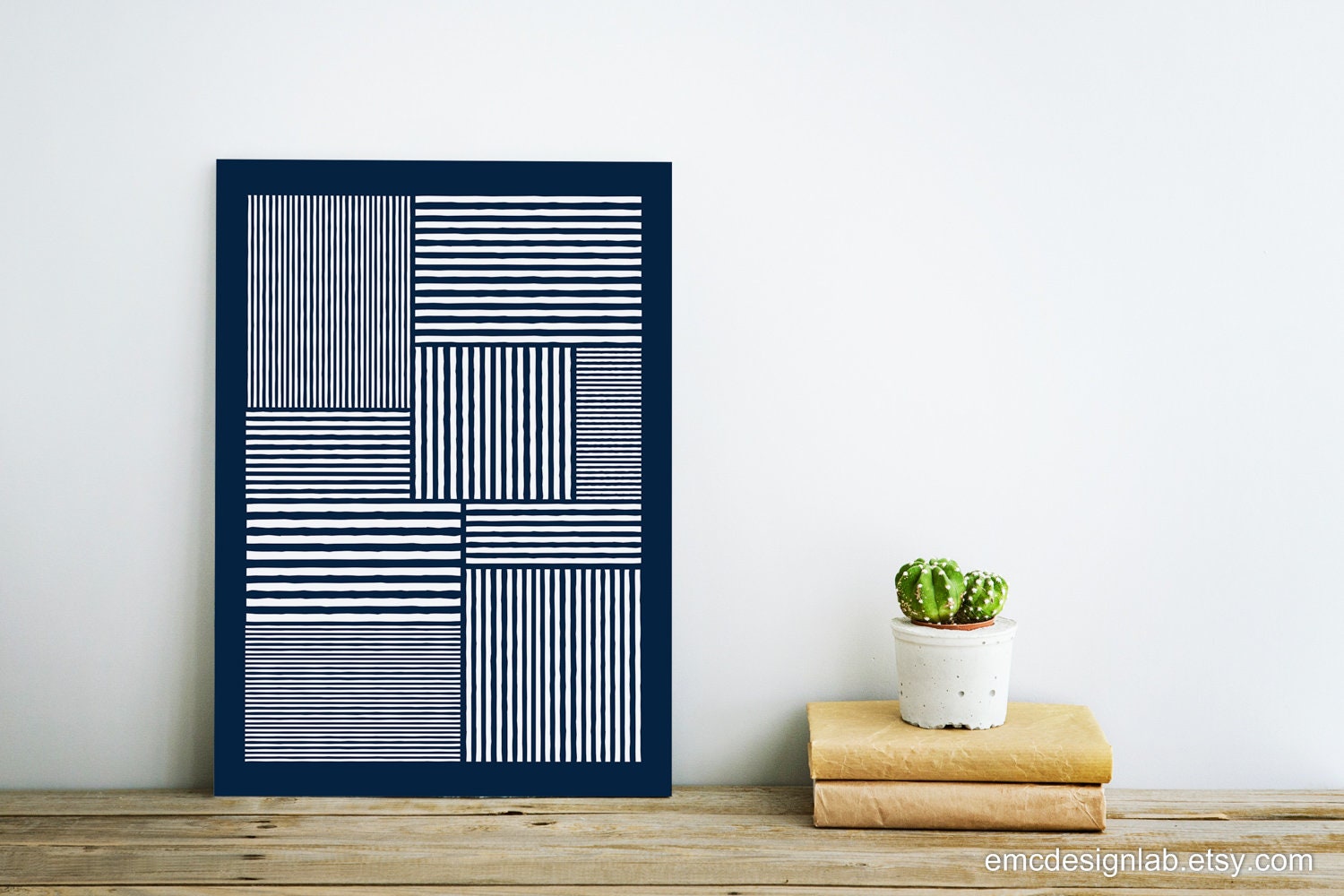 Navy Blue Lines Wall Art White Lines Navy Background | Etsy