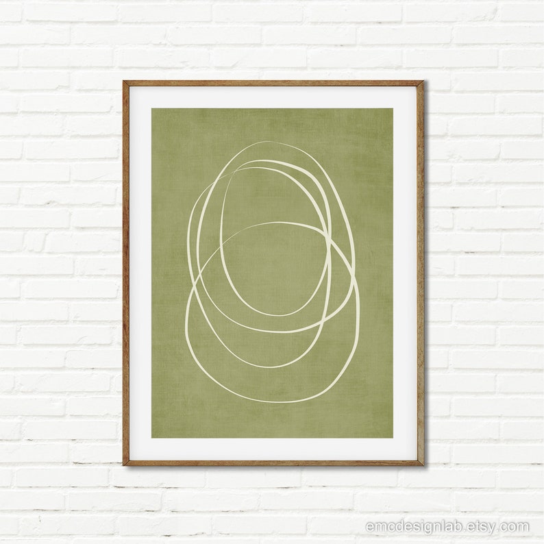 Green White Modern Line Art Minimalist Print / Simple Elegant - Etsy