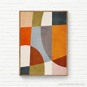 Set of 2 Mid-century Modern Art Prints Abstract MCM Wall Art Also as ...