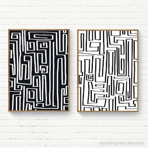 Abstract B&W Line Wall Art, Contemporary Abstract Line Art Print, 24x36 ...
