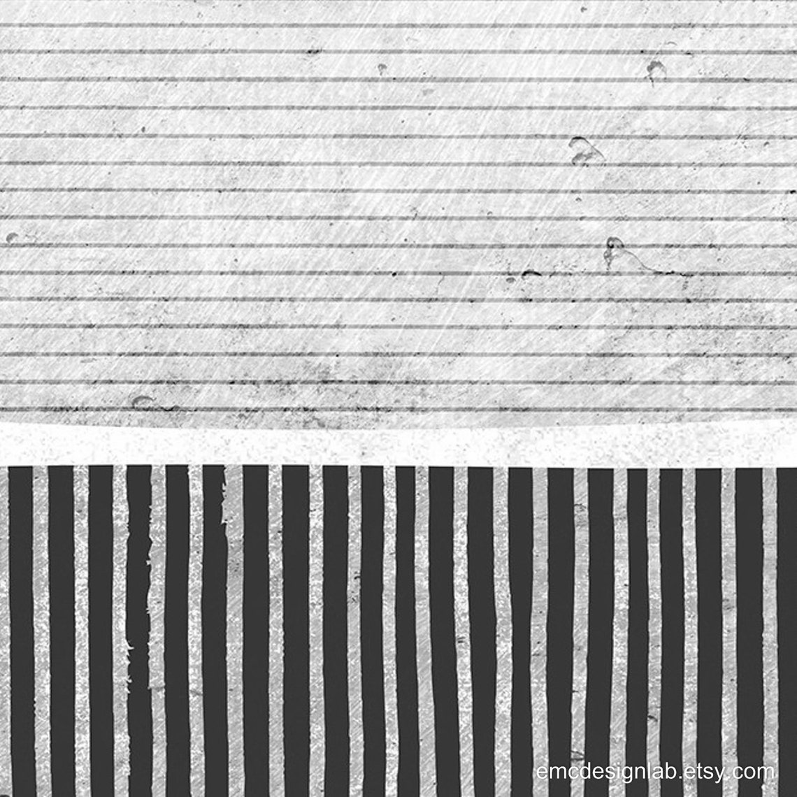 Set of 3 Black & White Digital Woodblock Prints, Black and White Art ...