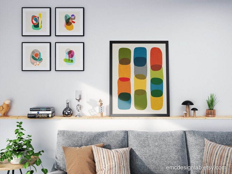 MCM Colorful Print Original Wall Art Modern Abstract Modern - Etsy