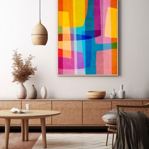 Modern Colorful Bright Abstract Art Print Vibrant Multicolored Wall Art ...