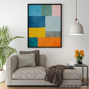 Modern Color Block Wall Art, Minimalist Abstract Art, Simple Colorful ...