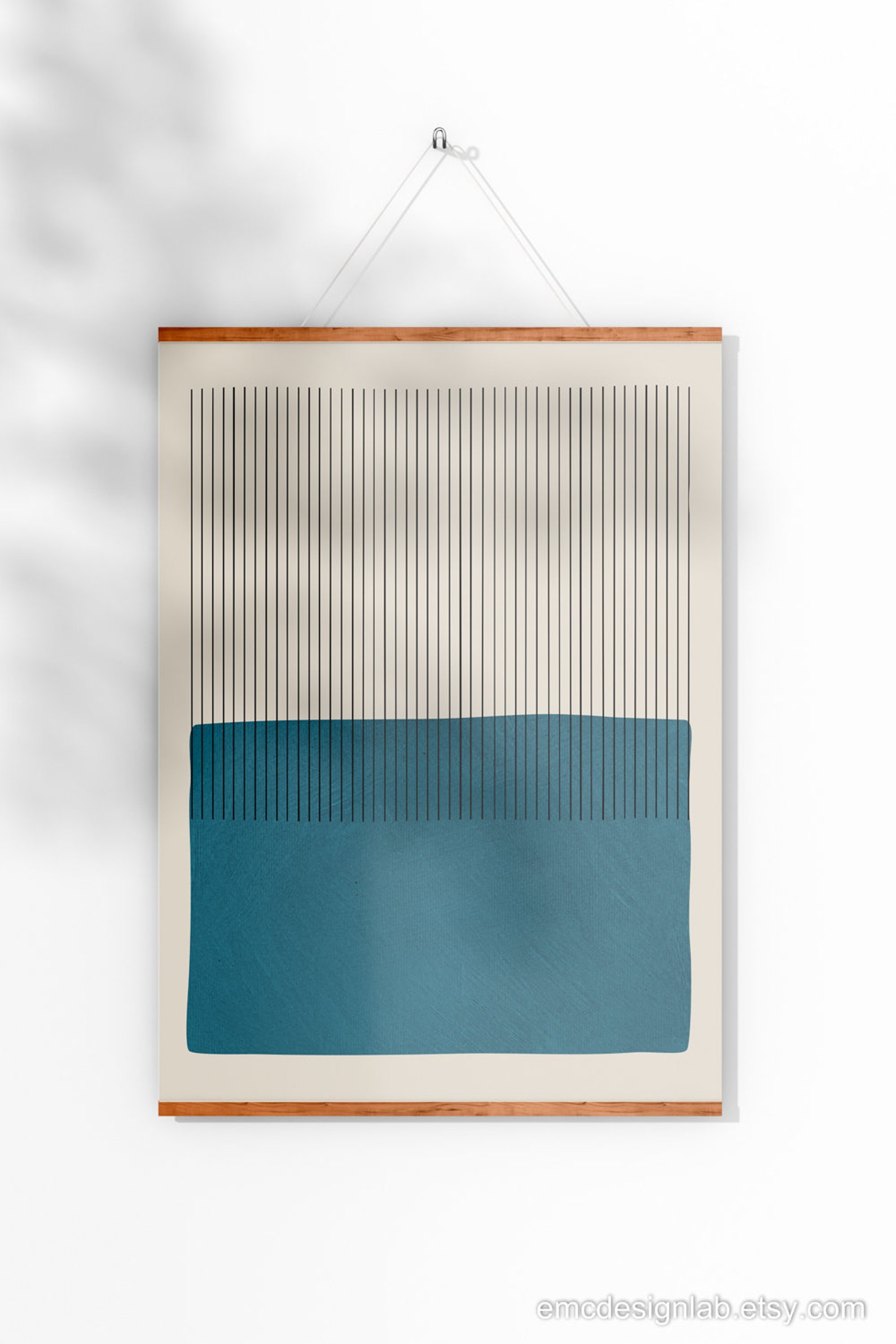 Teal Wall Art Print Vertical Lines Color Block Modern Minimalist Wall ...