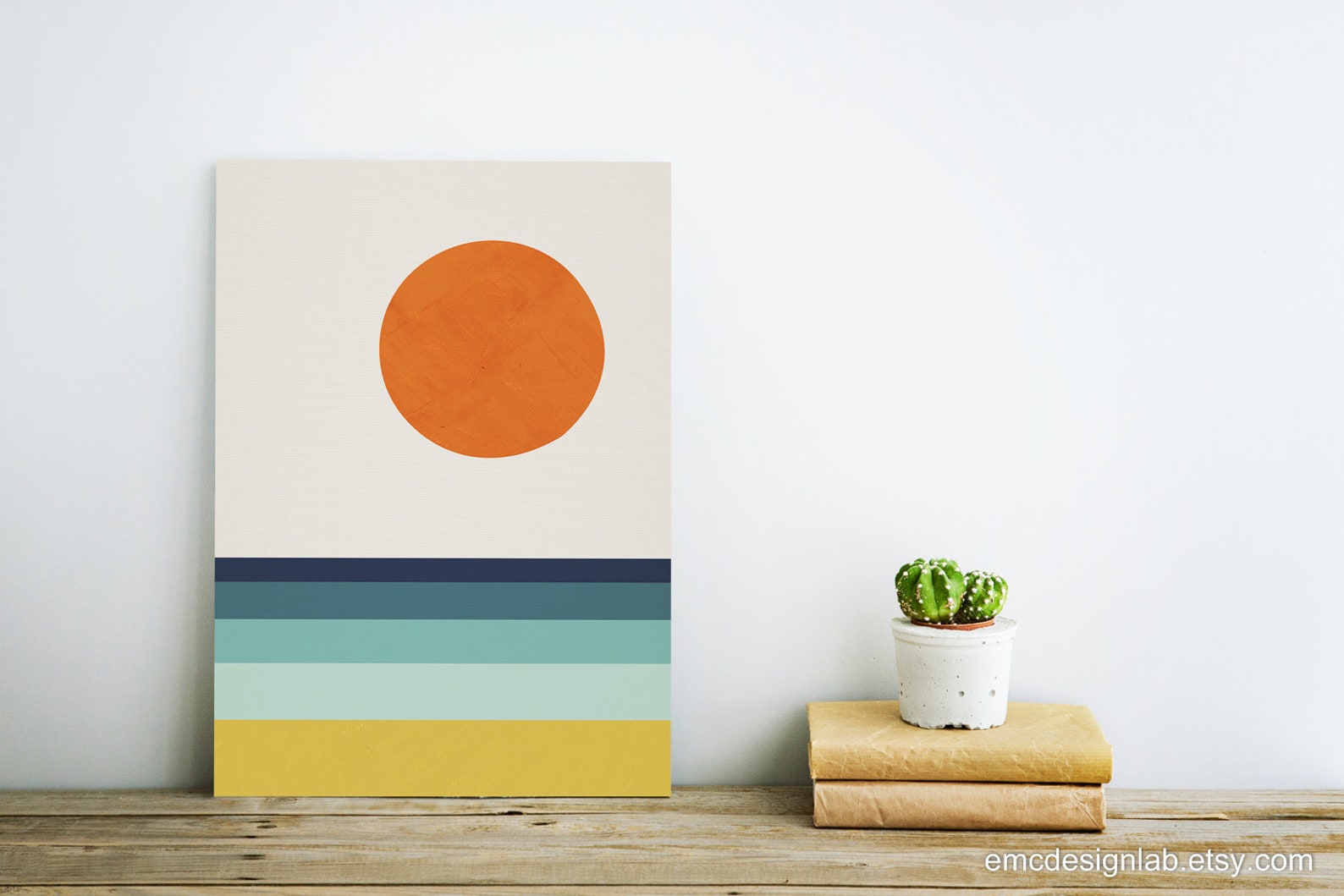 Geometric Abstract Landscape Beach Sea Sun Abstract | Etsy