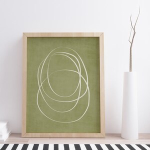 Green White Modern Line Art Minimalist Print / Simple Elegant Green ...