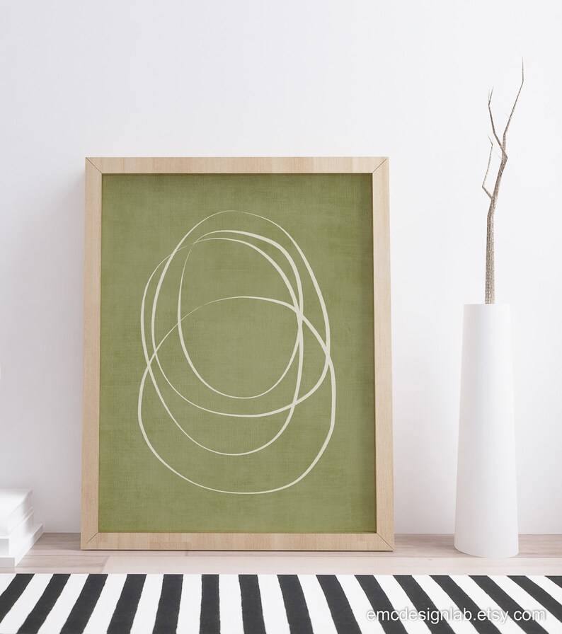 Green White Modern Line Art Minimalist Print / Simple Elegant - Etsy