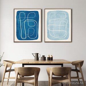 Deep Blue Line Art Print Minimalist Exclusive Wall Art Canvas Available ...
