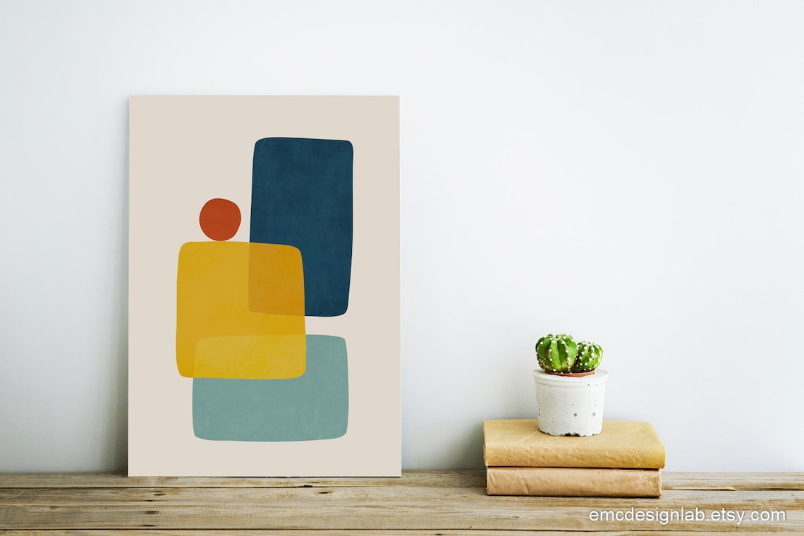 Colorful MCM Wall Art, Modern Abstract Print, Mid-century Colorful ...