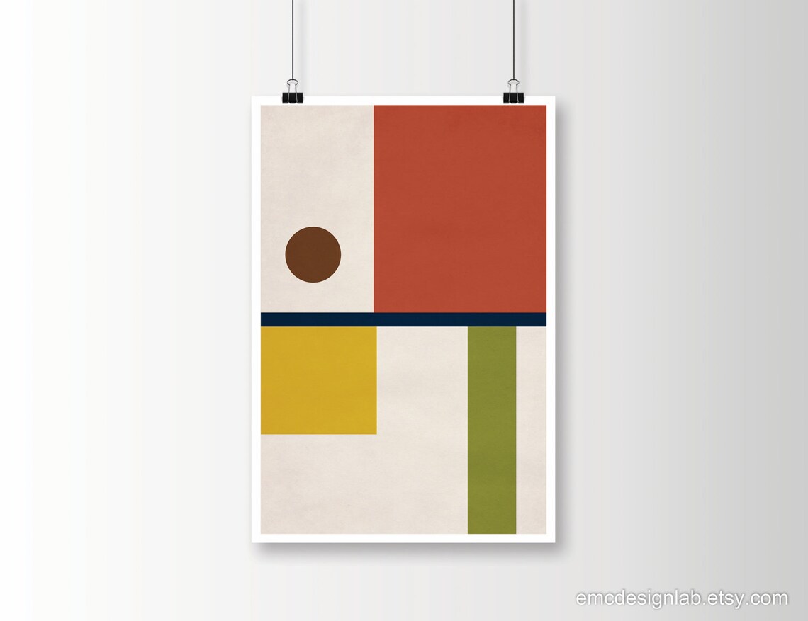 Minimalist Geometric Print Mid Century Modern Abstract | Etsy