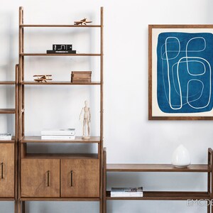 Deep Blue Line Art Print Minimalist Exclusive Wall Art Canvas Available ...