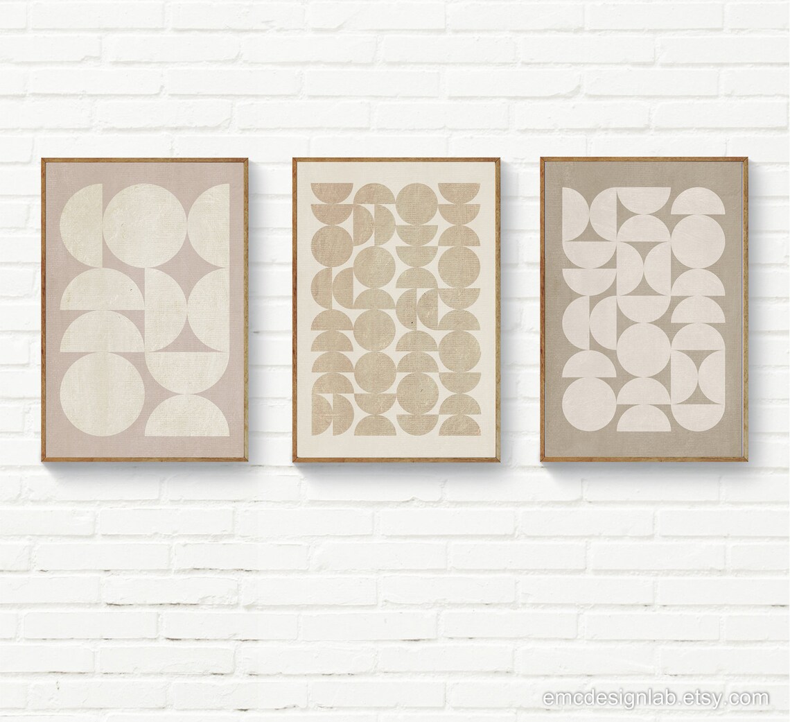 Beige Wall Art Decor, Beige Prints, Midcentury Beige Print, Minimalist ...