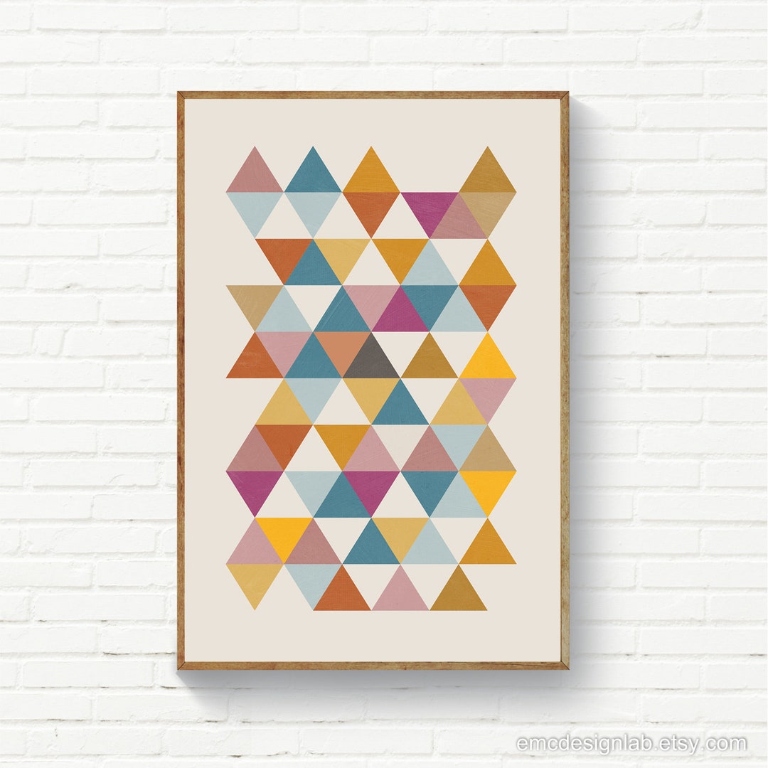 Colorful Triangle Wall Art, Nursery Decor, Playroom Wall Art, Colorful ...