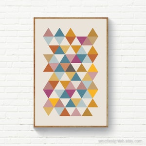 Colorful Triangle Wall Art, Nursery Decor, Playroom Wall Art, Colorful ...